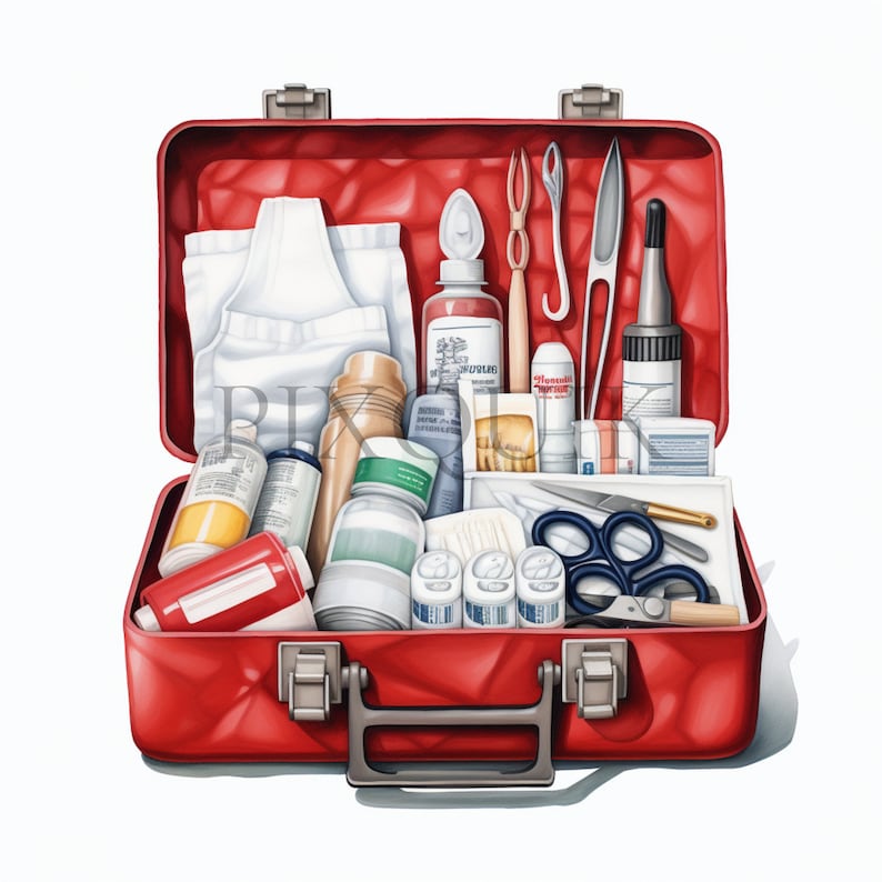 Watercolor Medical Kit Clipart 10 High-quality Jpgs Instant Digital ...