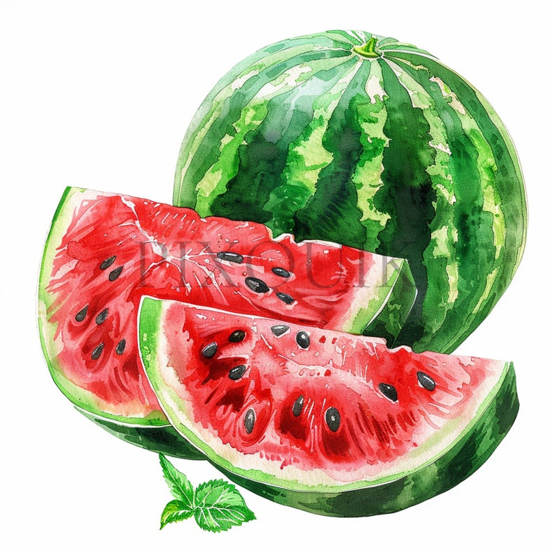 Watercolor Watermelon Clipart | Summer Fruit Jpgs (instant Download) - Etsy