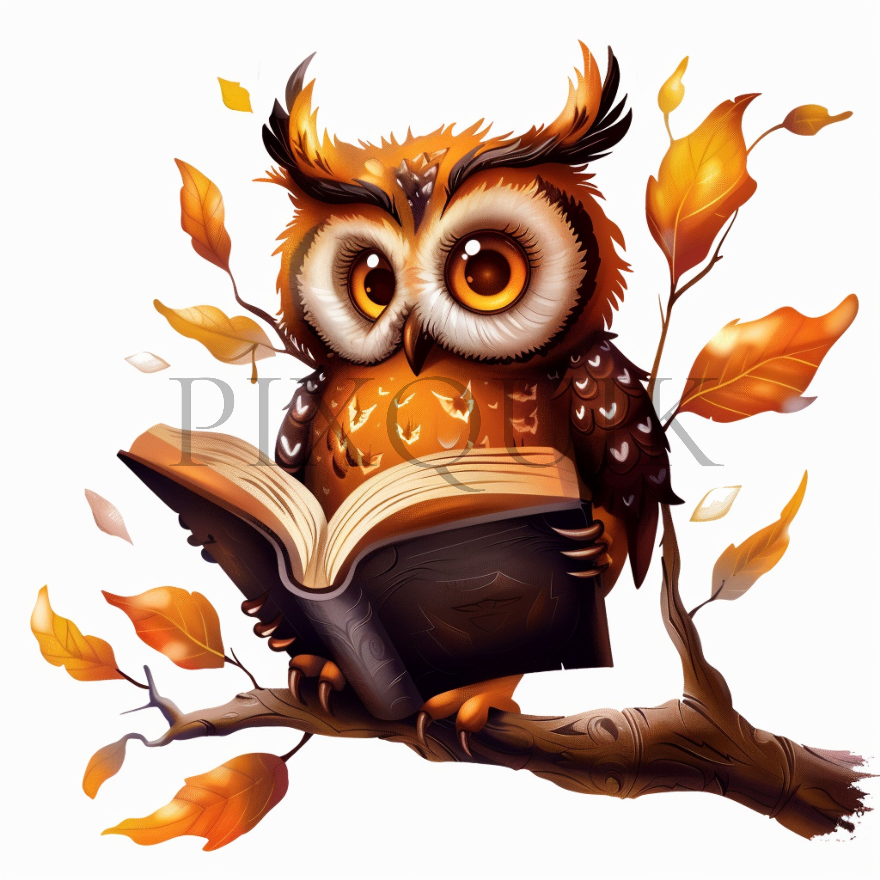 Cute Baby Owl Reading Book Clipart 10 High Quality Jpgs Cute Owl ...