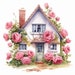 Rose Cottage Clipart | Watercolor Illustration, Floral Graphics (10 ...