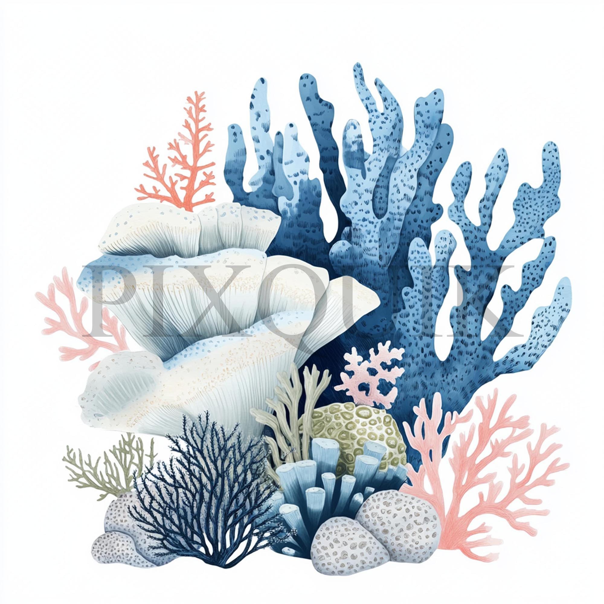 Watercolor Coral Reef Clipart: Marine Life Art (JPG & PNG Files) - Etsy