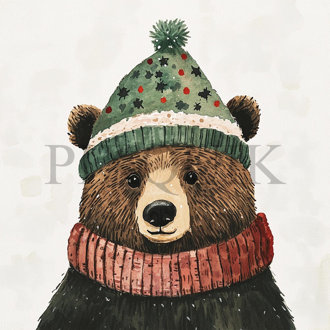 Watercolor Christmas Bear Clipart: Holiday Animal Art (JPG & PNG) - Etsy
