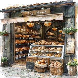 Watercolor French Bakery Clipart | 10 High Quality Jpgs | Instant ...