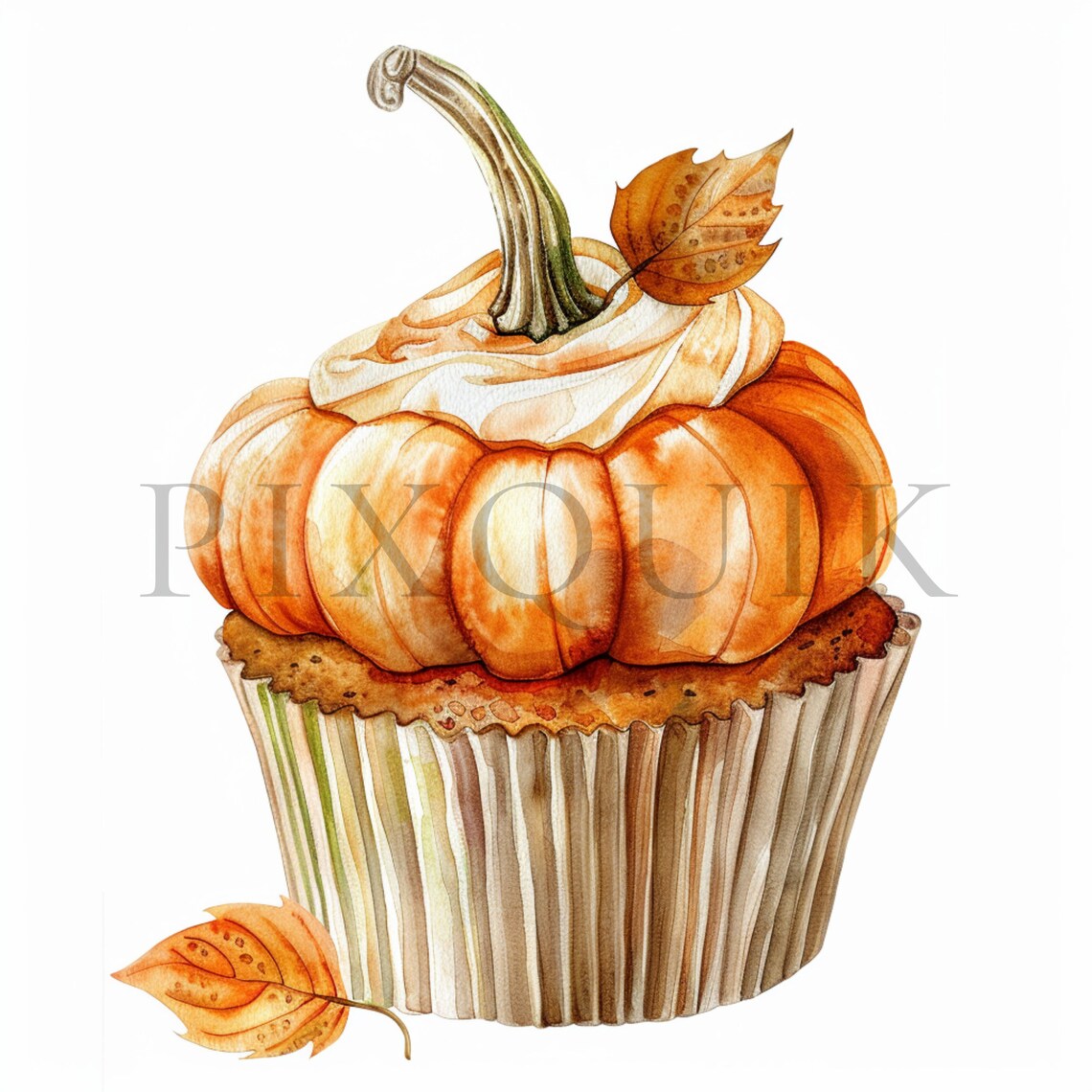 Pumpkin Cupcake Clipart 10 High Quality Jpgs Digital Download Pumpkin ...