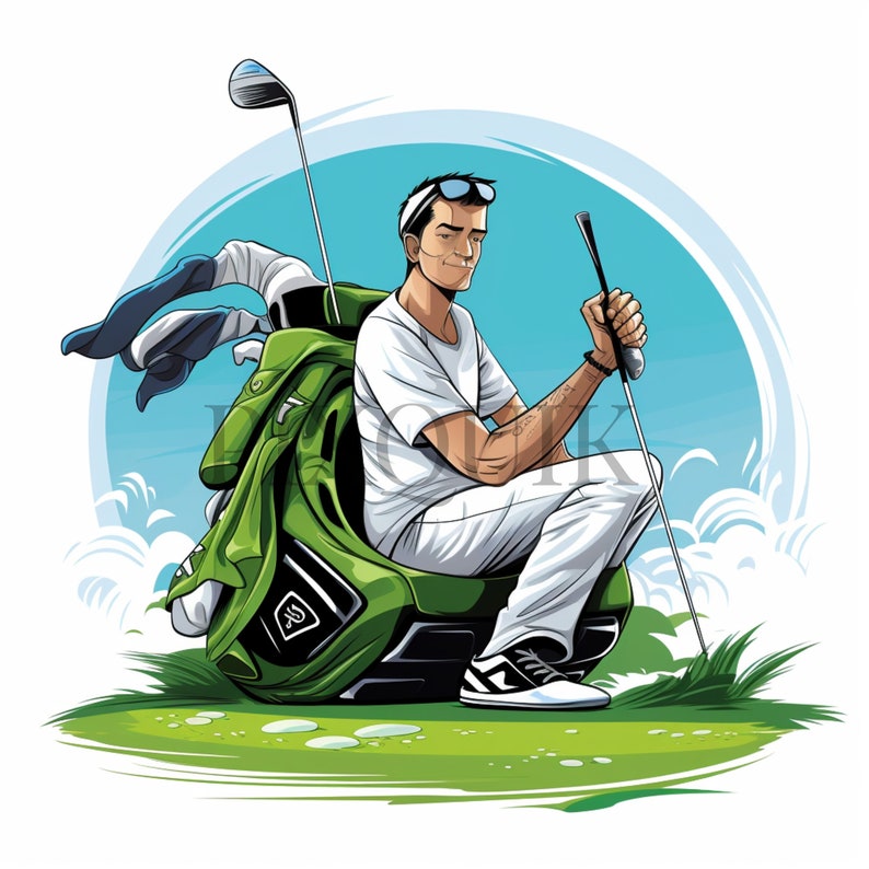 Watercolor Golf Player Clipart – Sport Illustrations, Commercial Use ...