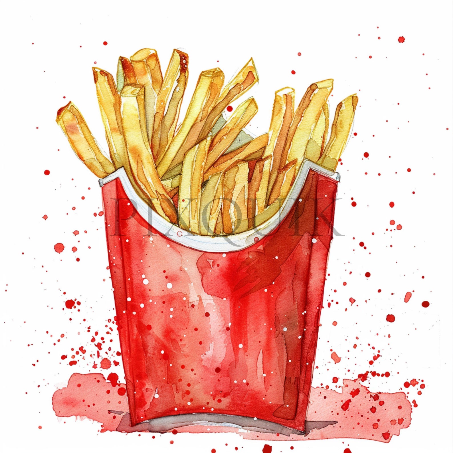 Watercolor French Fries Clipart 10 High Quality Jpgs Food Clipart Junk ...