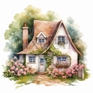 Country Cottage Clipart Set | 10 High Quality Jpgs | Cozy Cottage ...