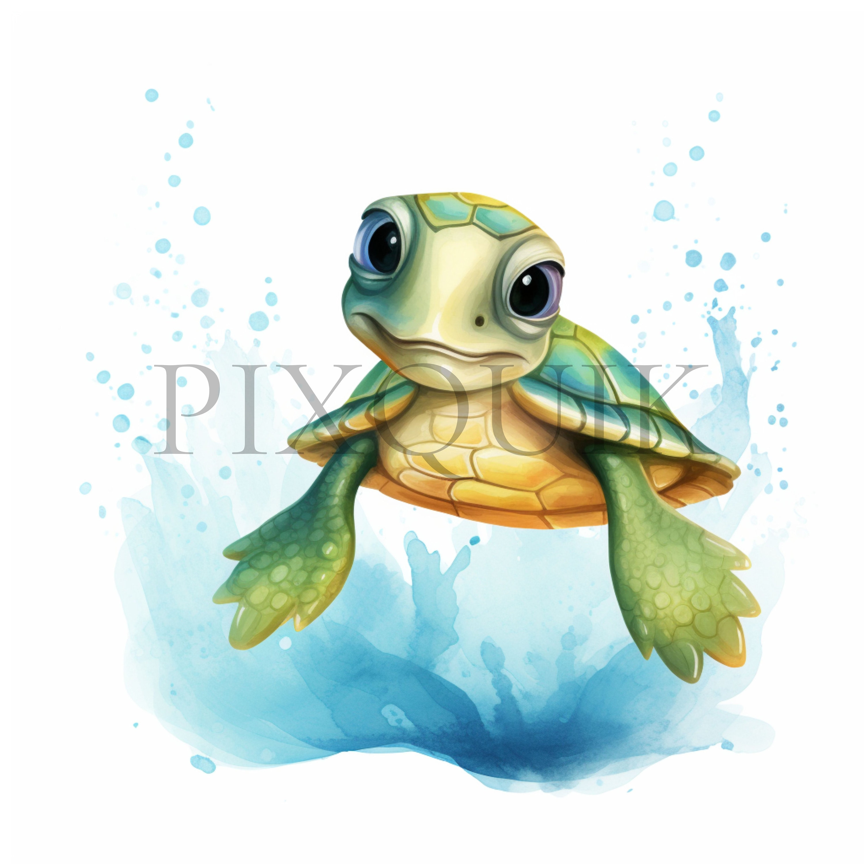 Watercolor Cute Turtle Clipart 10 High-quality Jpgs Sea Turtle Digital ...
