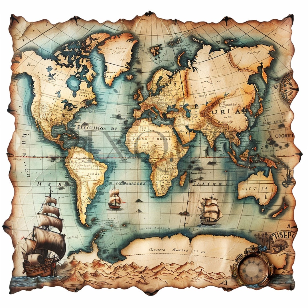 Map Clipart | Vintage Map Clipart | Old Map Clipart | 10 High Quality ...