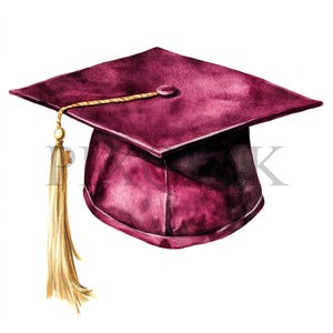 Maroon Graduation Cap Clipart - 10 High Quality Jpgs | Digital Download ...