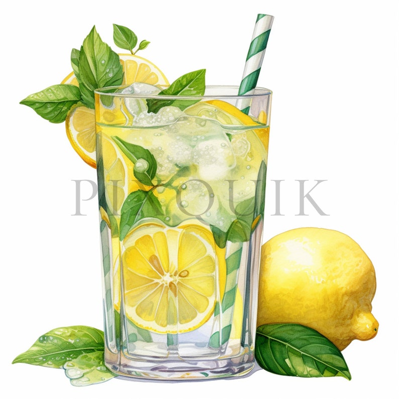 Lemonade Glass Clipart | 10 Jpgs, Scrapbook Images (digital Download ...