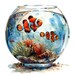 Watercolor Fish Bowl Clipart | Clownfish JPG Images (digital Download ...