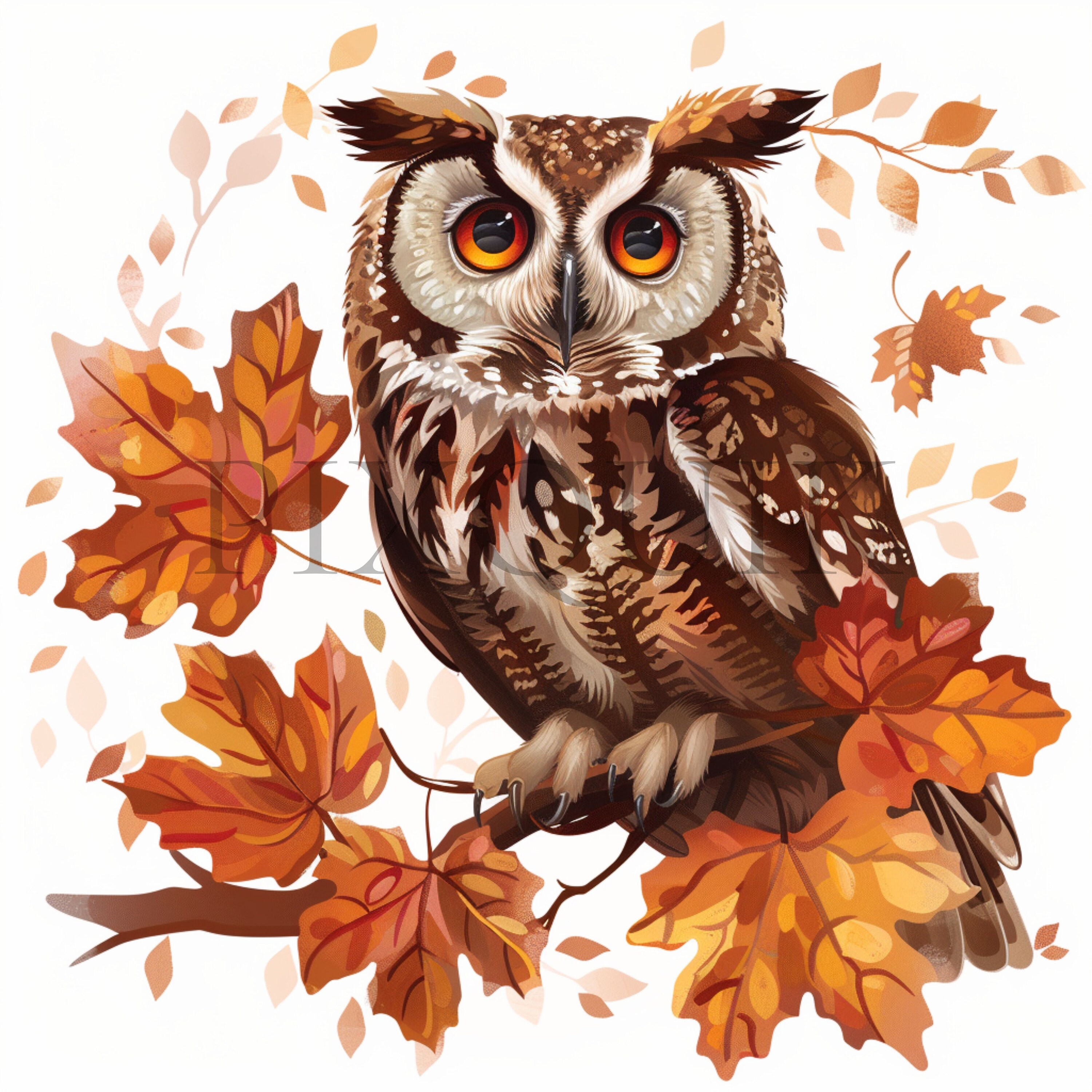 Autumn Owl Clipart | Fall Bird JPG Graphics (digital Download) - Etsy