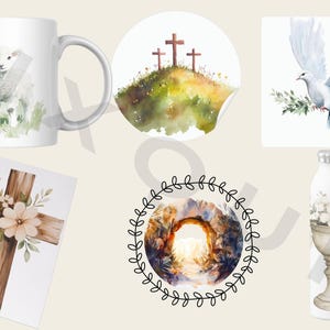 Christian Easter Clipart, Religious Easter Art, Cross, Lamb, Jesus ...