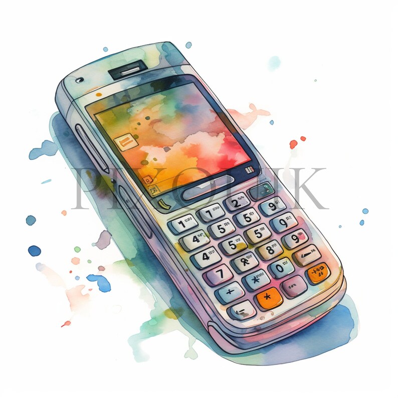 Watercolor Cellphone Clipart Set | Mobile Phone Illustrations (digital ...