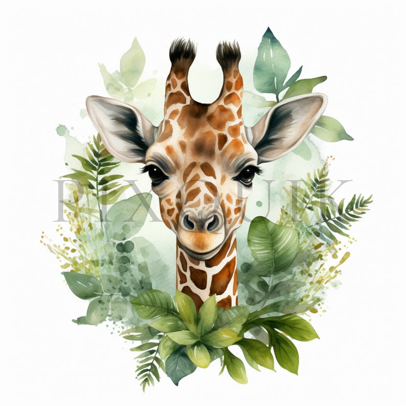 Giraffe Watercolor Clipart | Animal Illustration, Scrapbook (digital ...