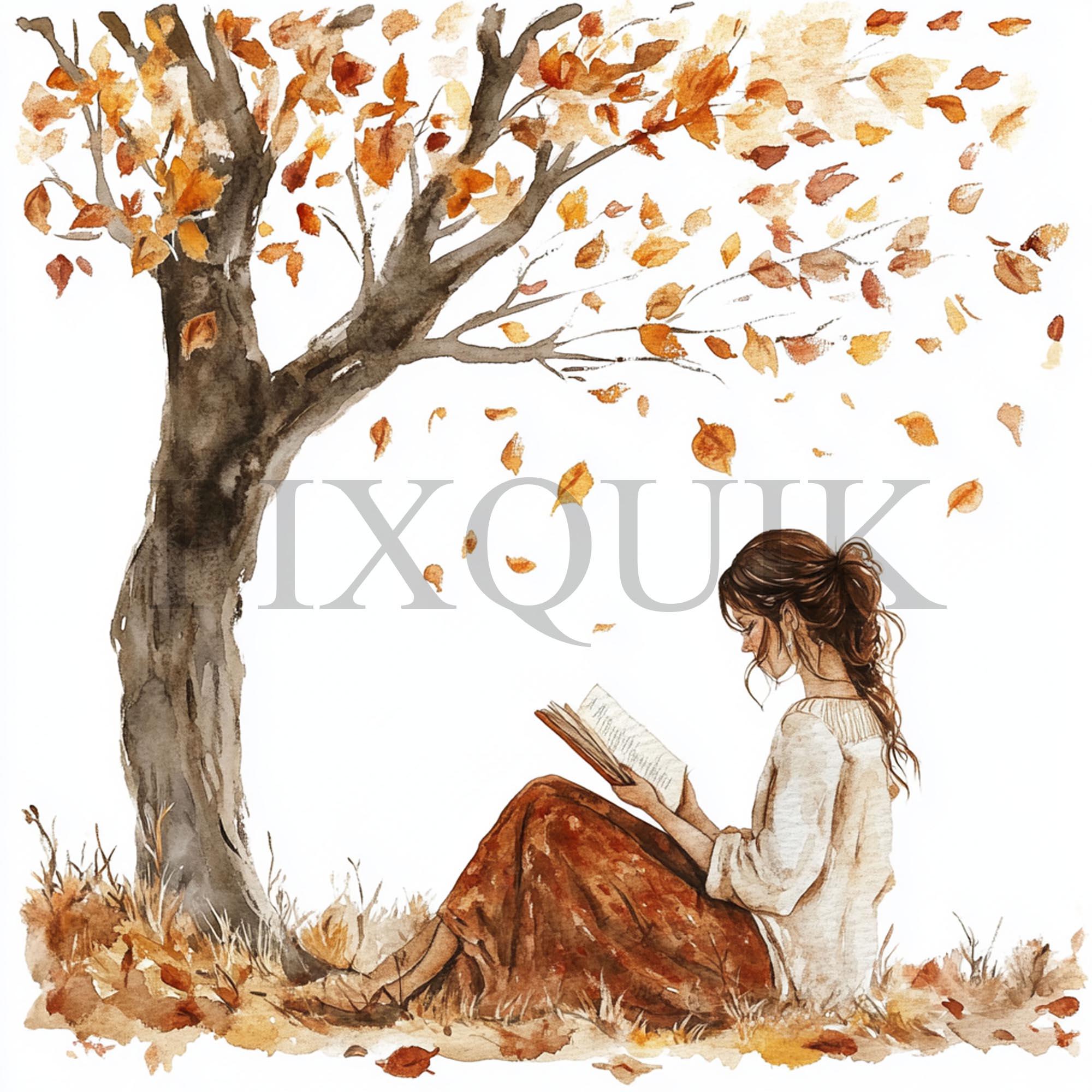 Autumn Woman Reading Clipart 10 High Quality Jpg's Cozy Fall Reading ...