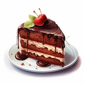 Slice of Chocolate Cakes Clipart | 10 High Quality Jpg's | Digital ...