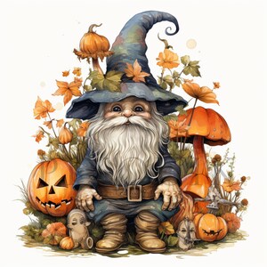 Watercolor Halloween Gnome Clipart | 10 High Quality Jpgs | Instant ...
