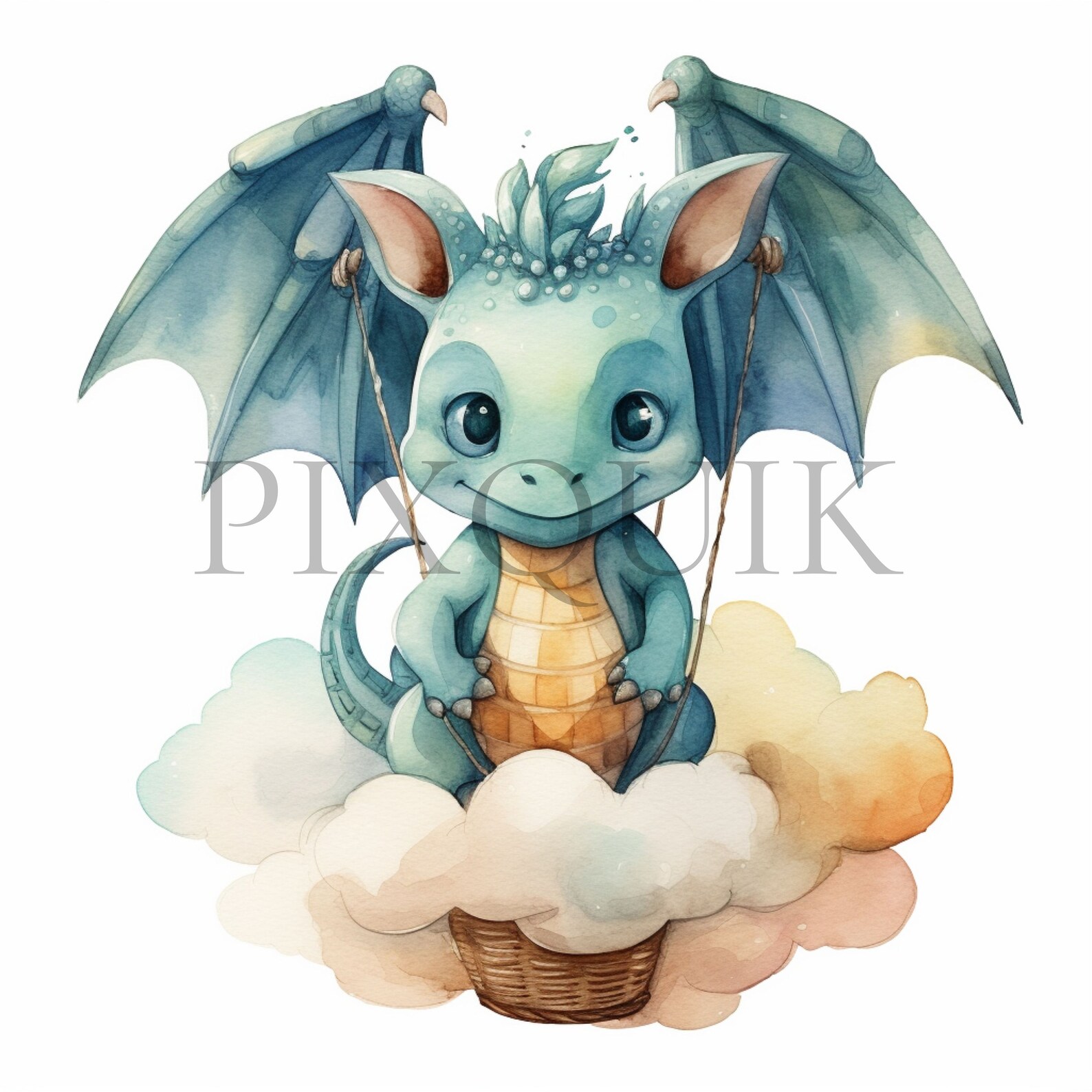 Hot Air Balloon Dragon Clipart Set 10 High Quality Jpgs Magical Dragon ...