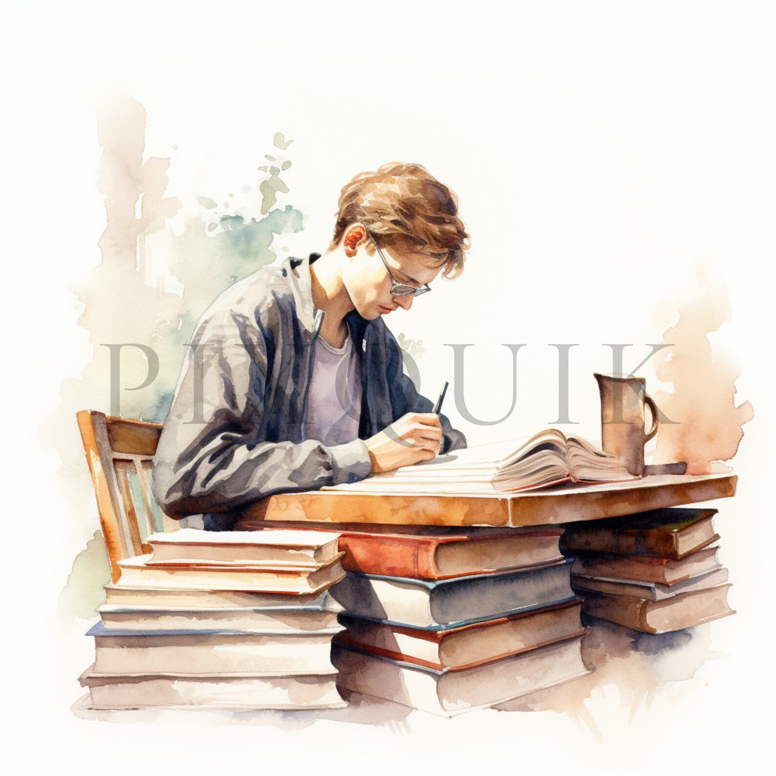 Watercolor Study Clipart | Student Illustration, Educational Art ...