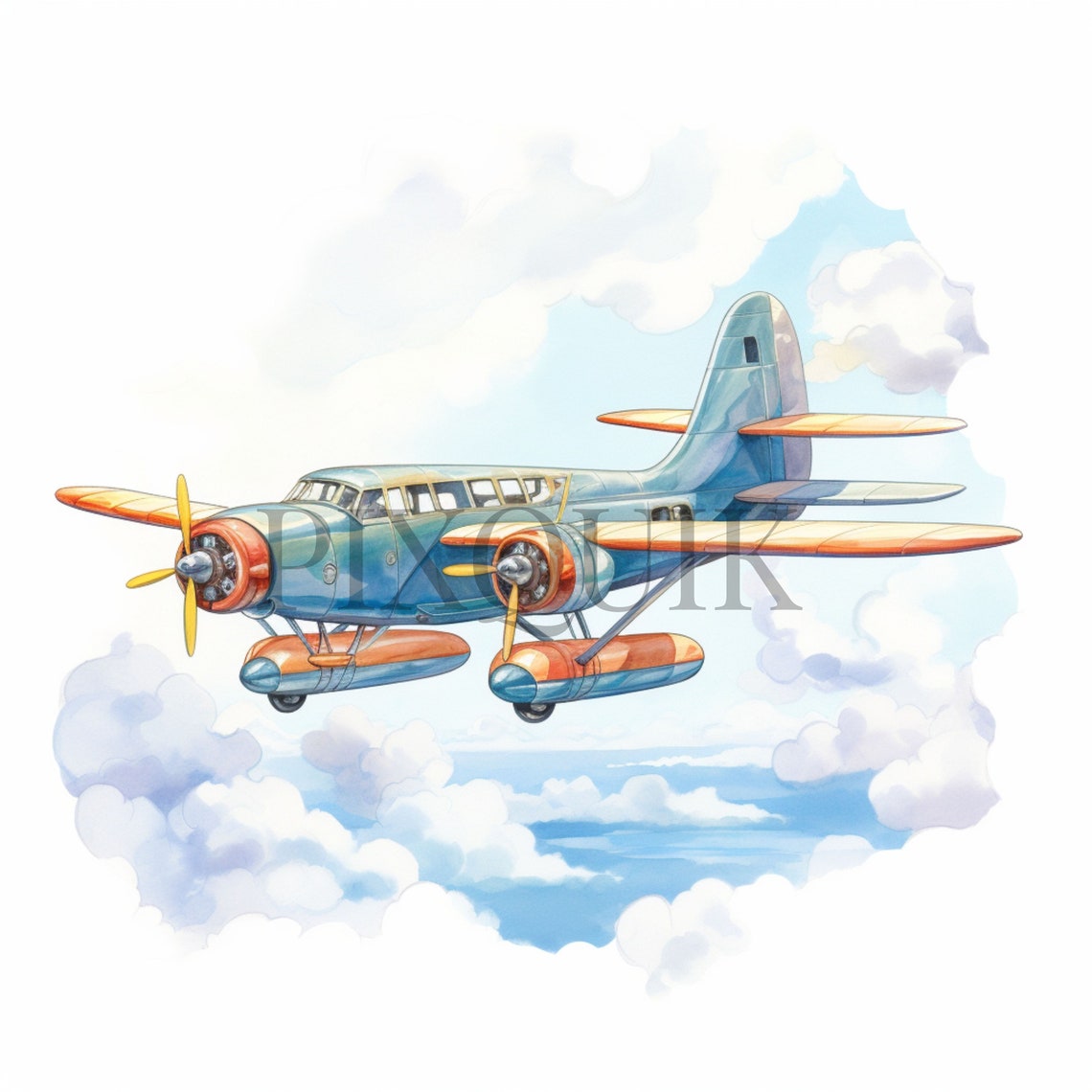 Watercolor Airplane Clipart 10 High Quality Jpgs Airplane Clip Art ...