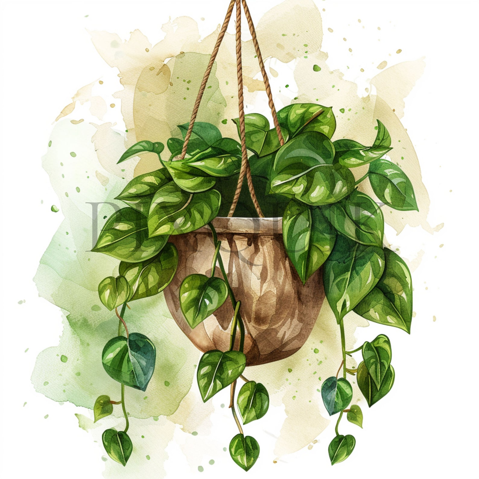Watercolor Hanging House Plants Clipart | 10 High Quality Jpgs | Retro ...