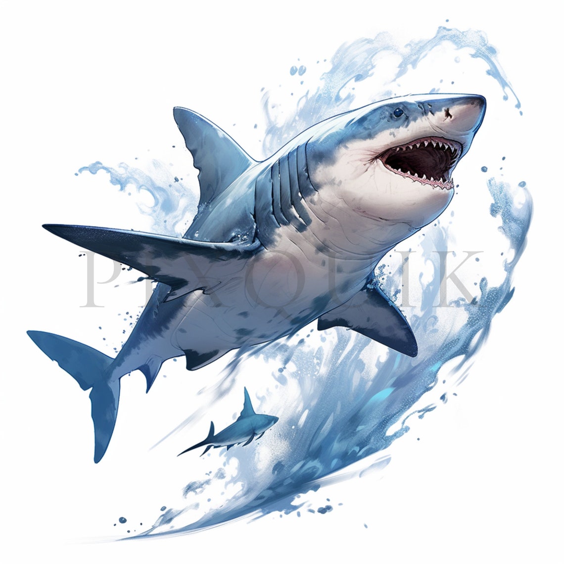 Watercolor Shark Clipart 10 High Quality Jpgs Shark Clipart Whale Shark ...