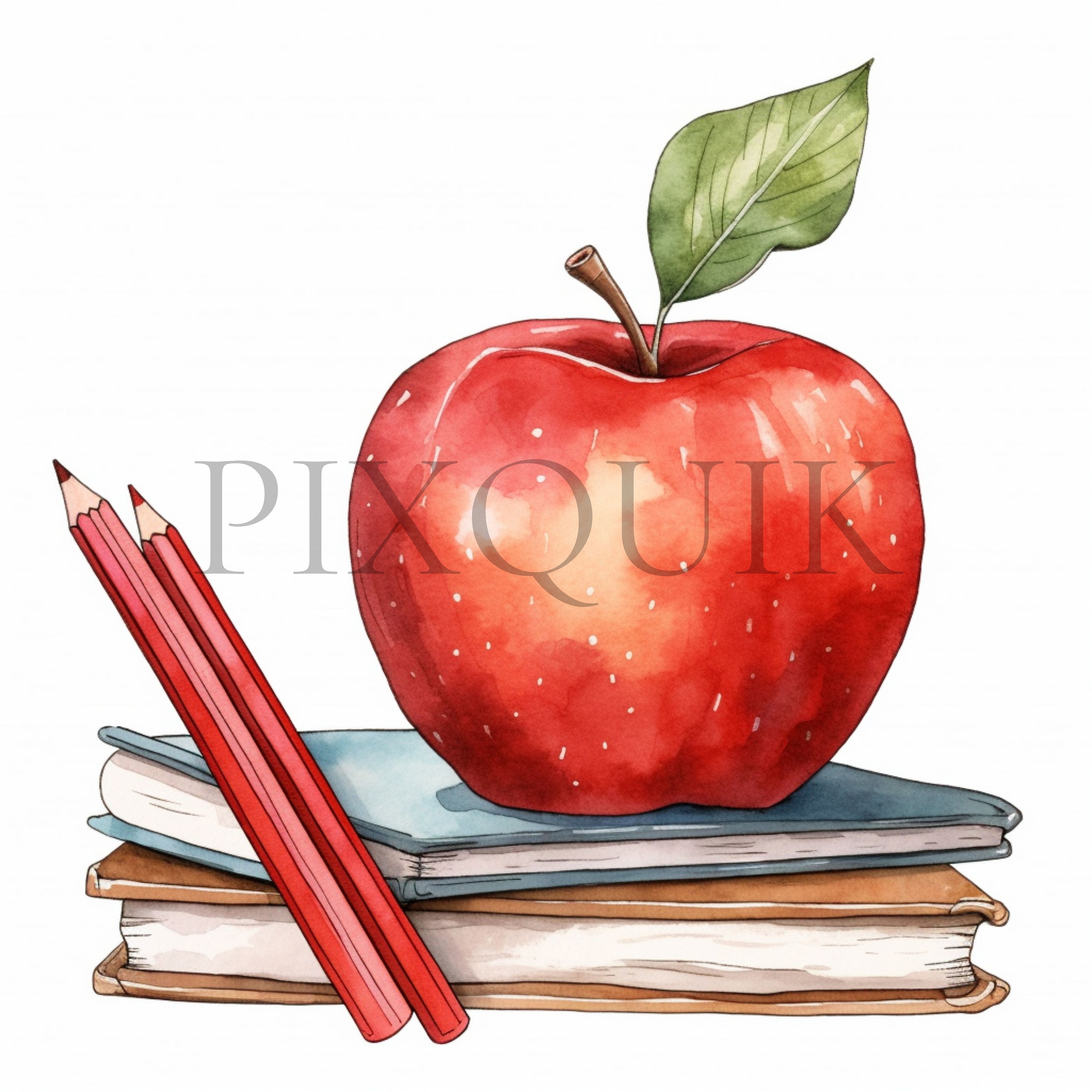 Watercolor Teacher Clipart Set | Floral Books Still Life (digital ...