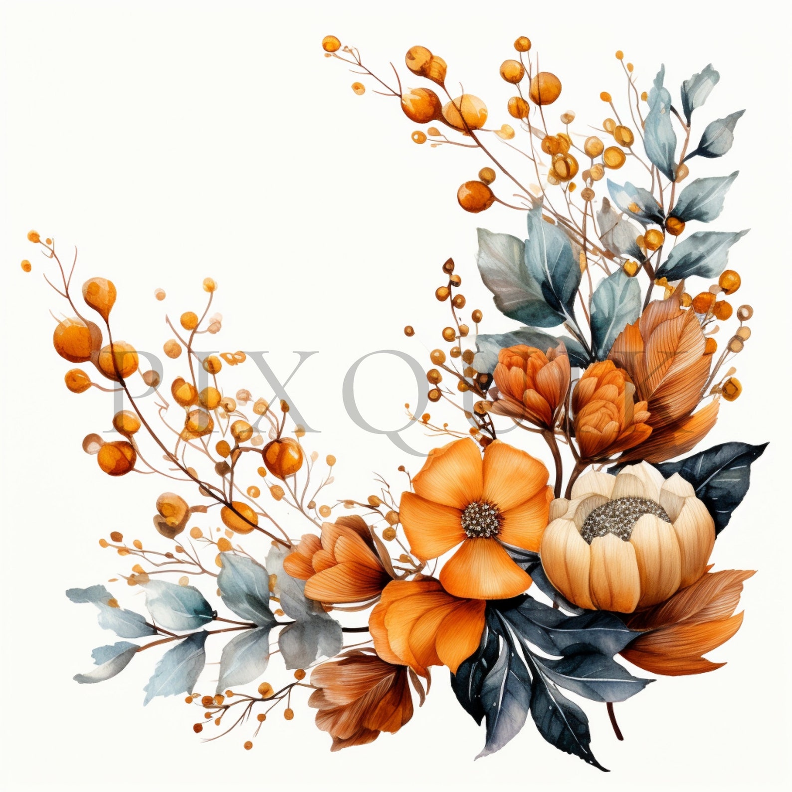 Autumn Floral Border Clipart | Fall Leaves JPG (digital Download) - Etsy