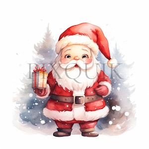 Watercolor Santa Clipart | 10 Jpgs, Christmas Holiday (digital Download ...