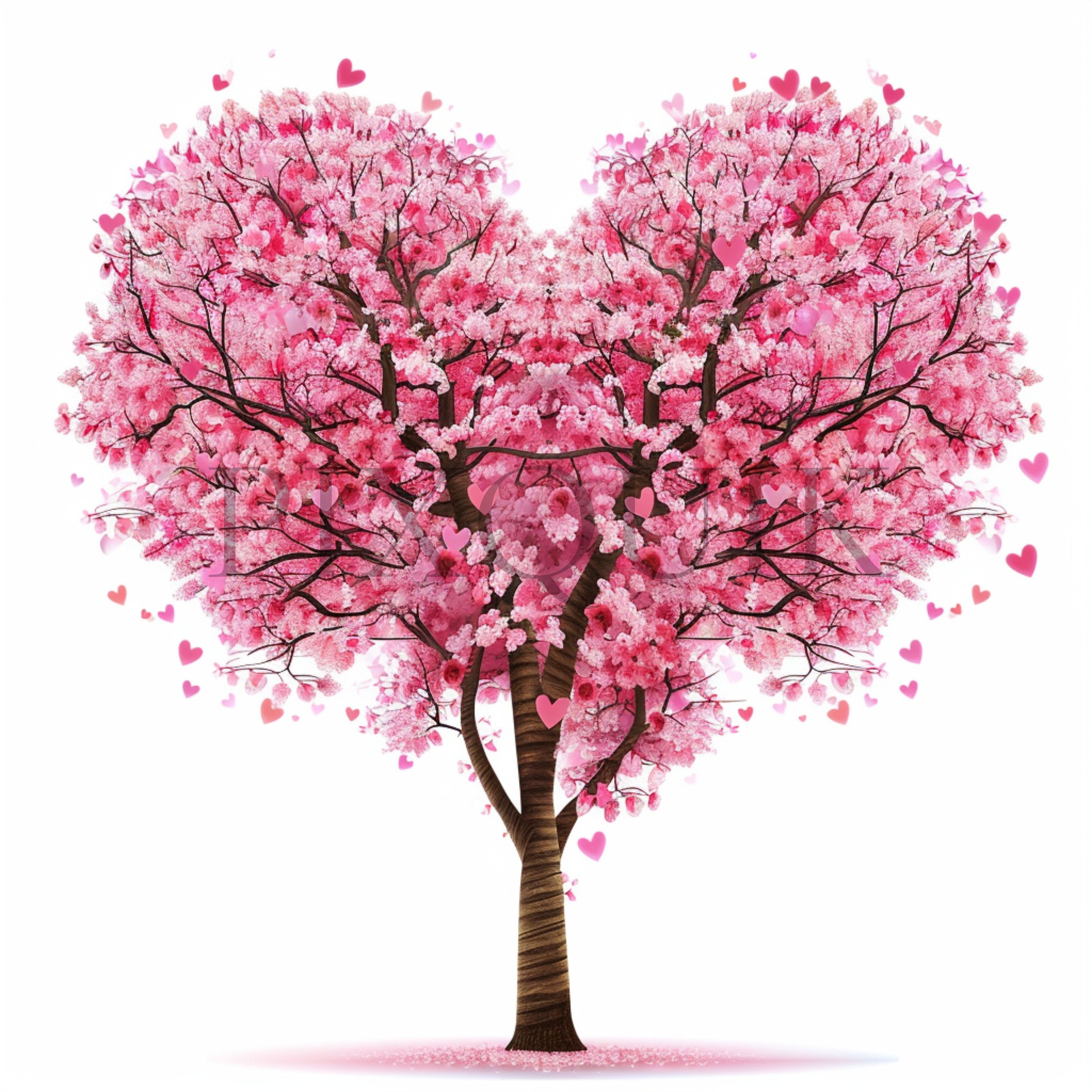 Heart Cherry Tree Clipart | Pink Blossom Tree Jpgs (digital Download ...