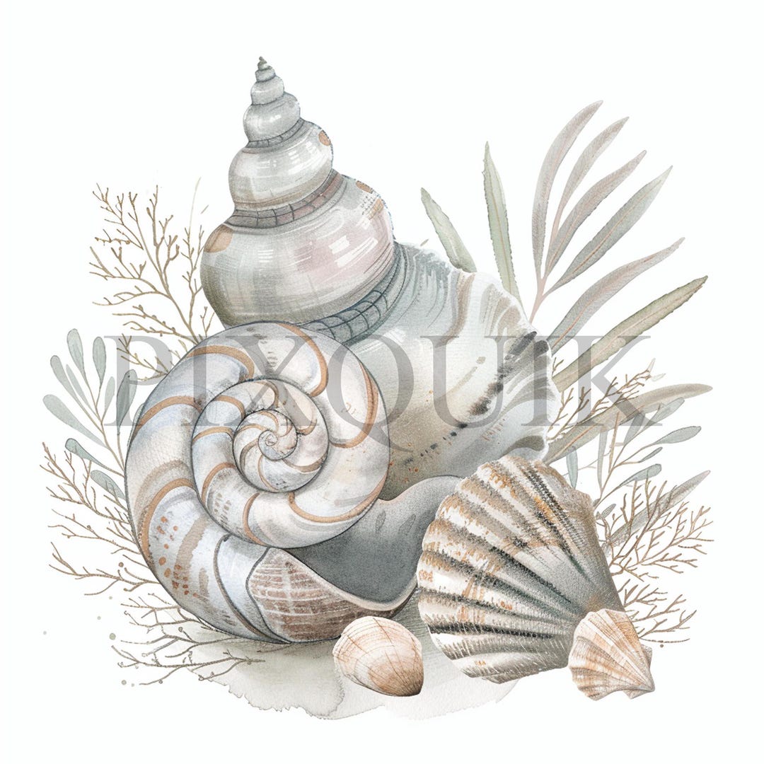 Cute Sea Shell Clipart 10 High Quality Jpg's and PNG Ocean Themed Art ...