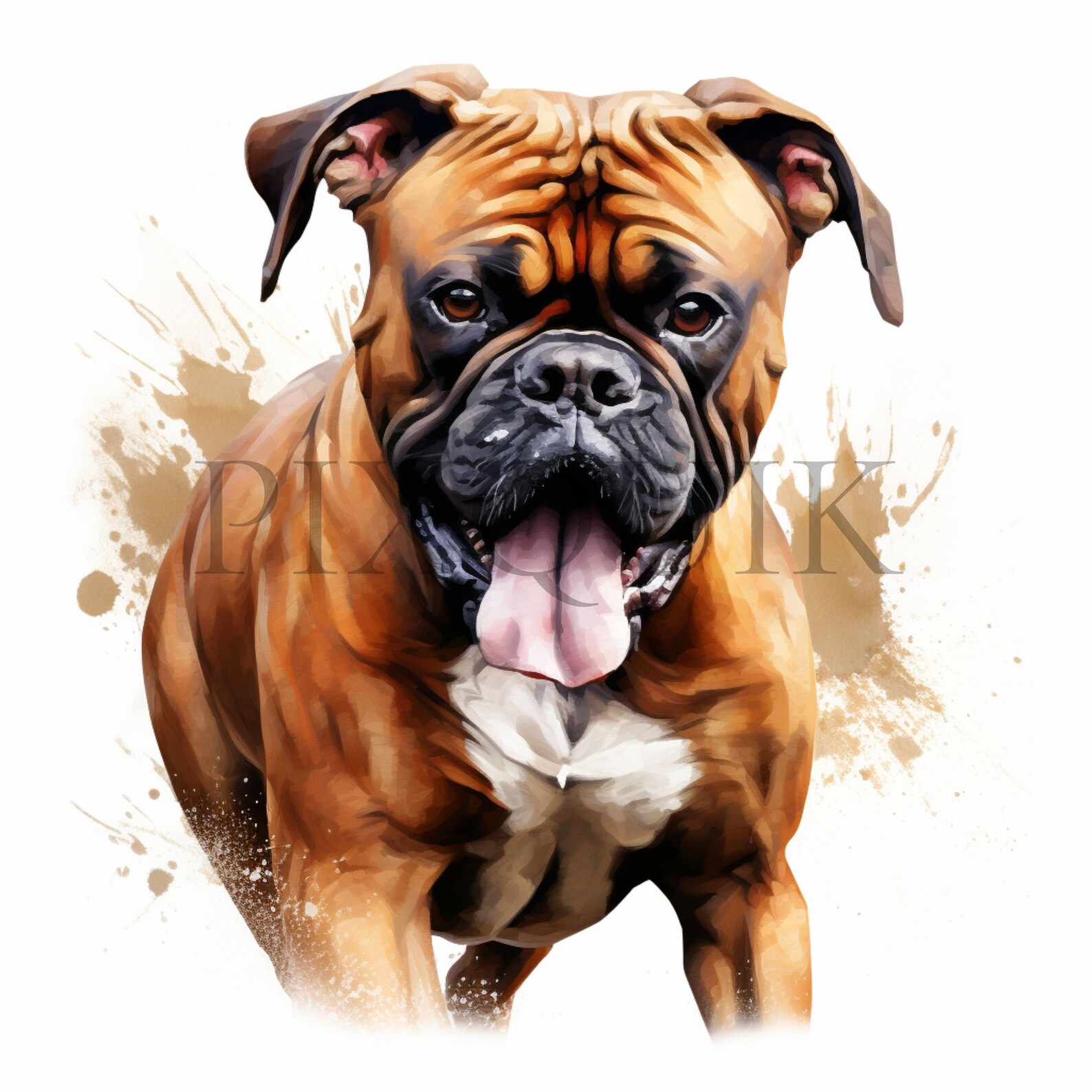 Watercolor Boxer Dog Clipart Watercolor Bundle 10 High Quality Jpgs Dog ...