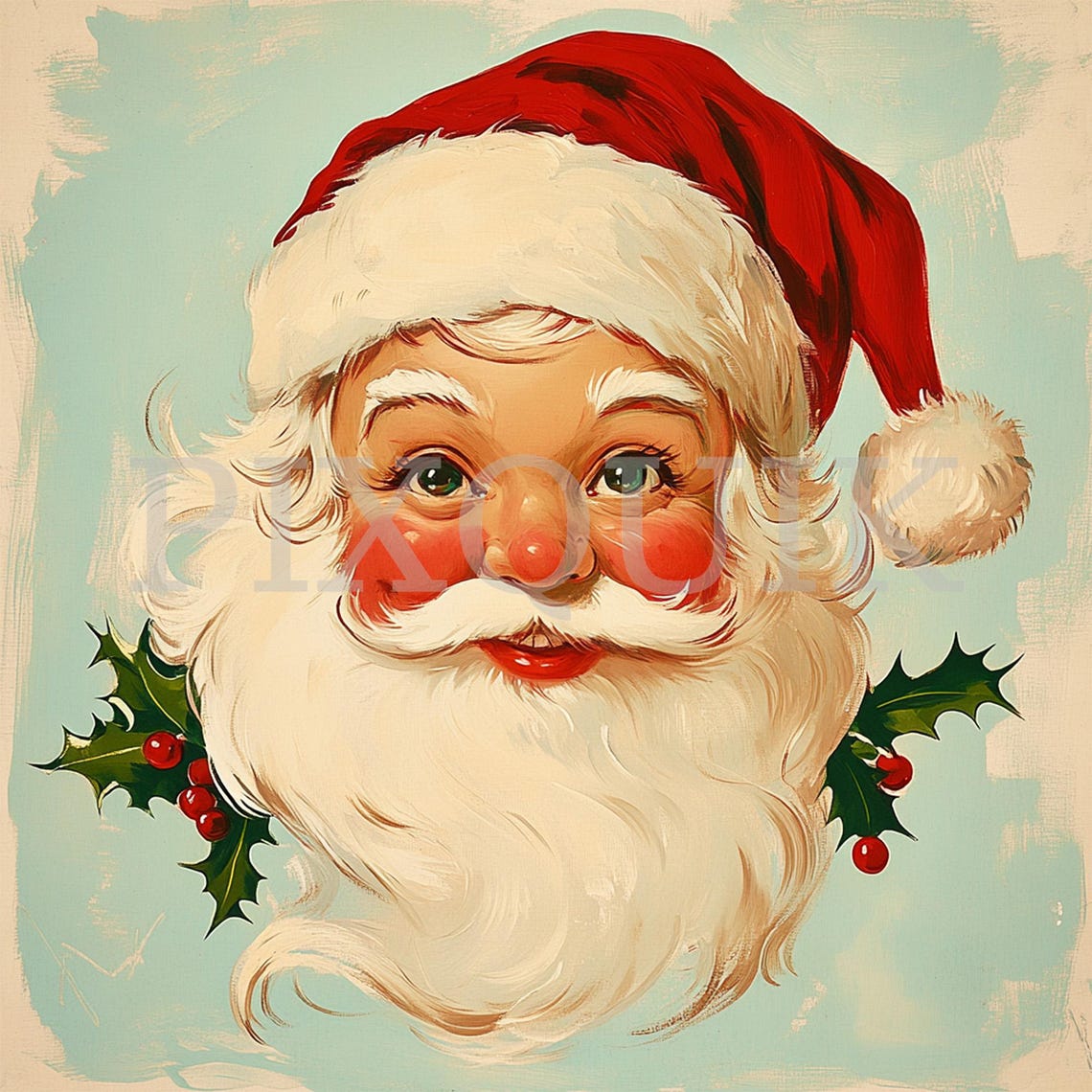 Vintage Santa Claus Clipart | Retro Holiday Illustrations (4 JPG Files ...