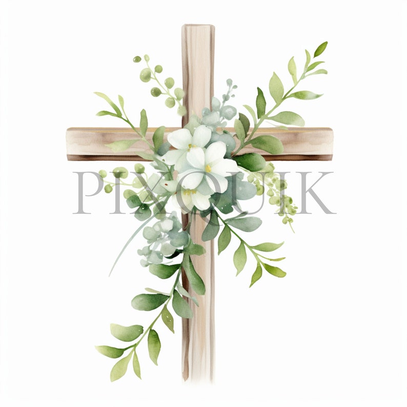 Easter Christian Crucifix Clipart 10 High Quality Jpgs Watercolor Cross ...