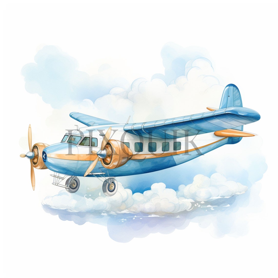 Watercolor Airplane Clipart 10 High Quality Jpgs Airplane Clip Art ...