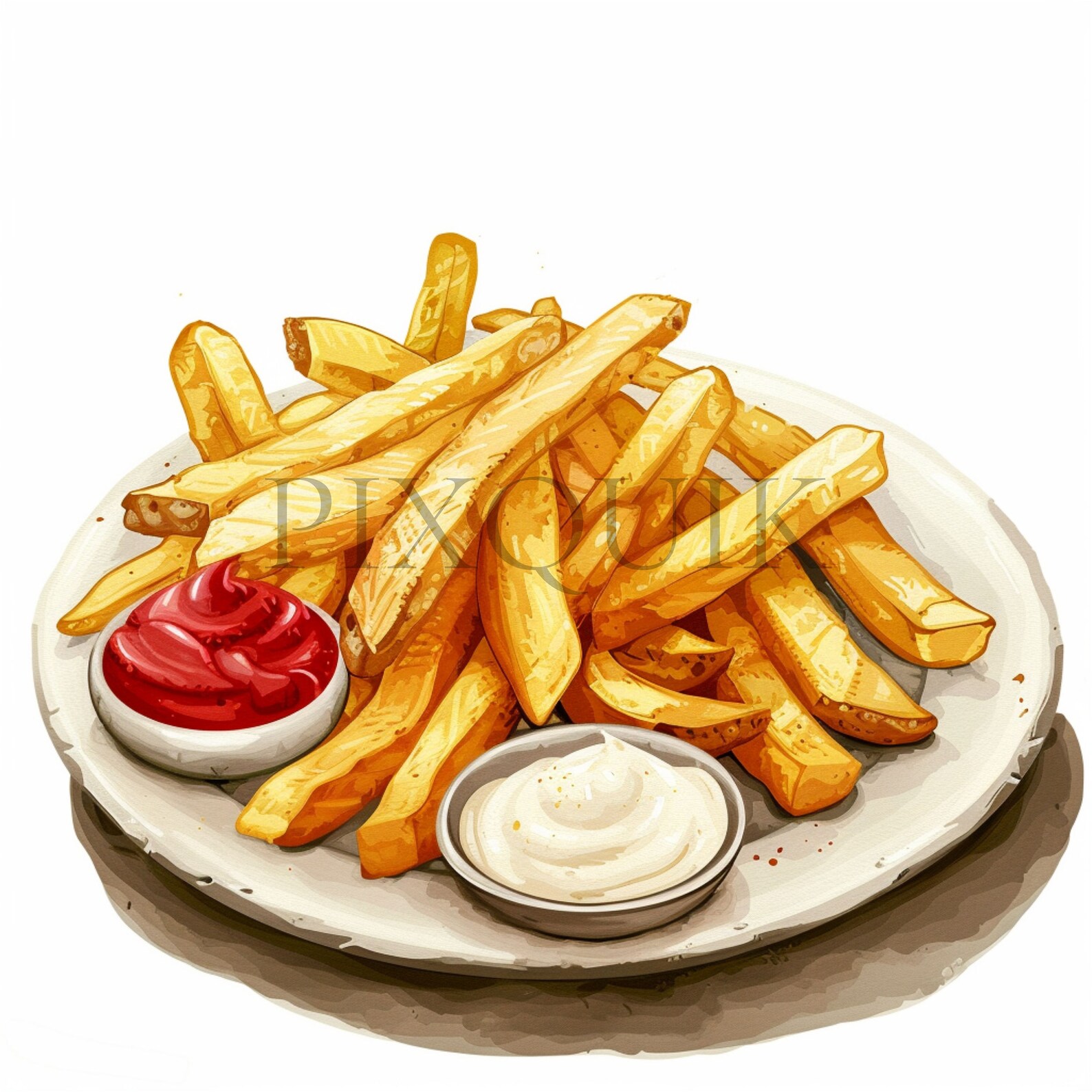 Watercolor French Fries Clipart 10 High Quality Jpgs Food Clipart Junk ...
