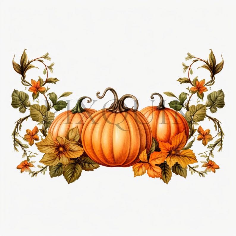 Watercolor Pumpkin Frame Clipart | Autumnal Nursery Art (digital ...