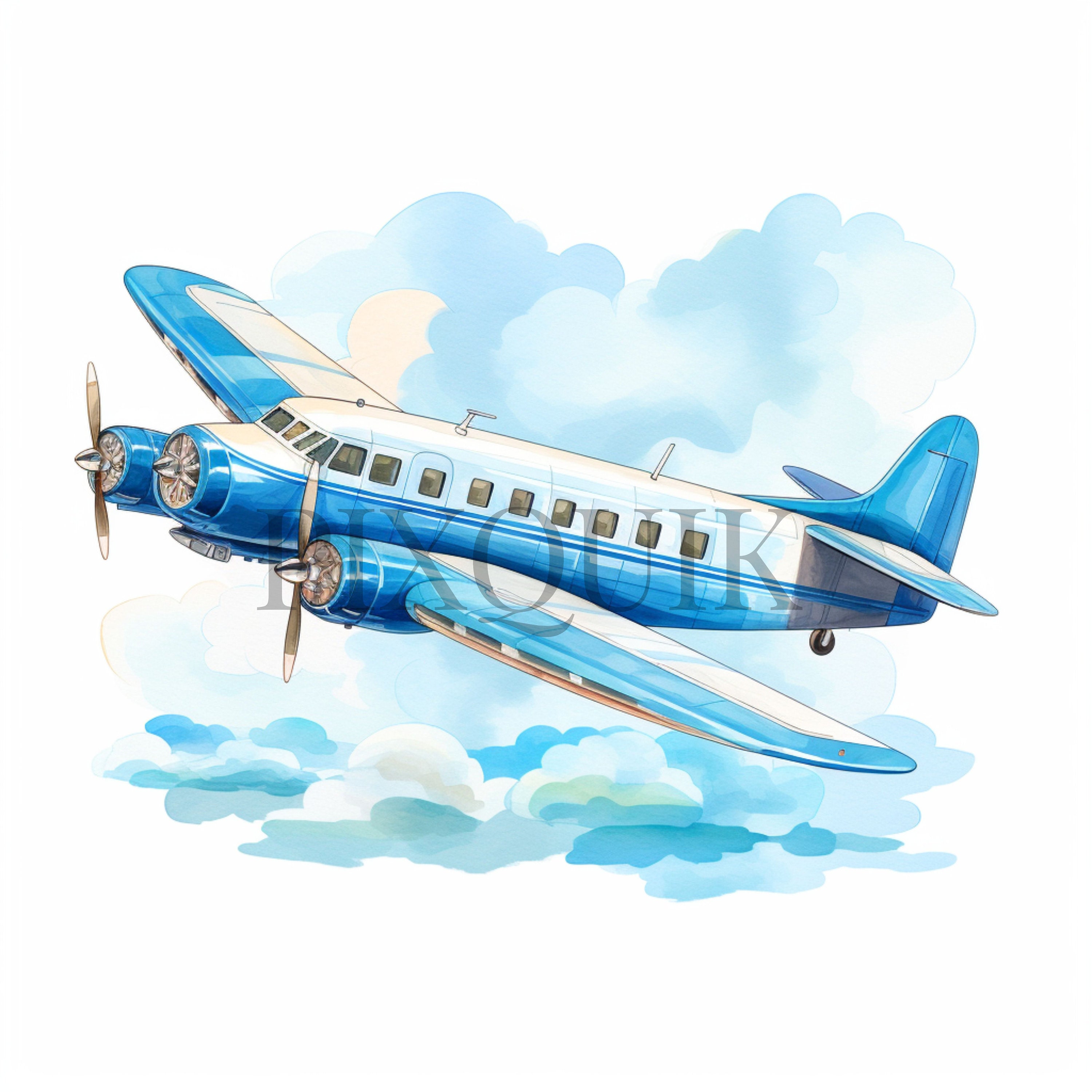 Watercolor Airplane Clipart 10 High Quality Jpgs Airplane Clip Art ...