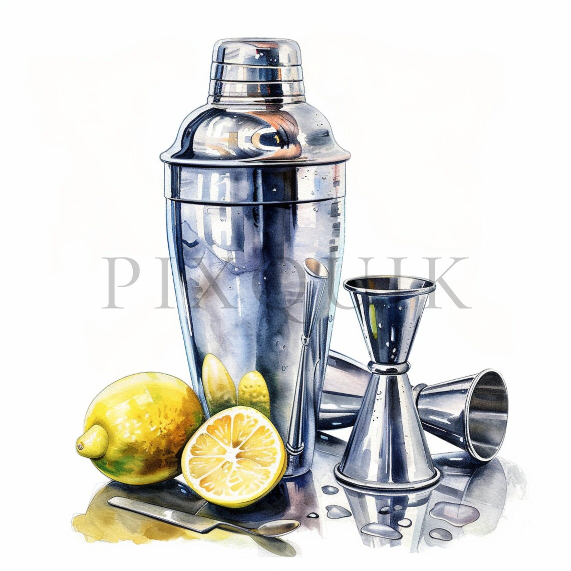 Watercolor Cocktail Shaker Clipart | Beverage Illustration (digital ...