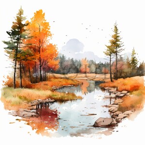 Fall Landscape Clipart | 10 High Quality Jpgs | Digital Download | Fall ...