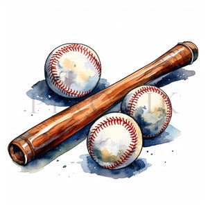 Baseball Bat and Ball Clipart - 10 High Quality Jpgs | Instant Digital ...