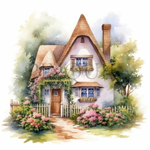 Country Cottage Clipart Set | 10 High Quality Jpgs | Cozy Cottage ...
