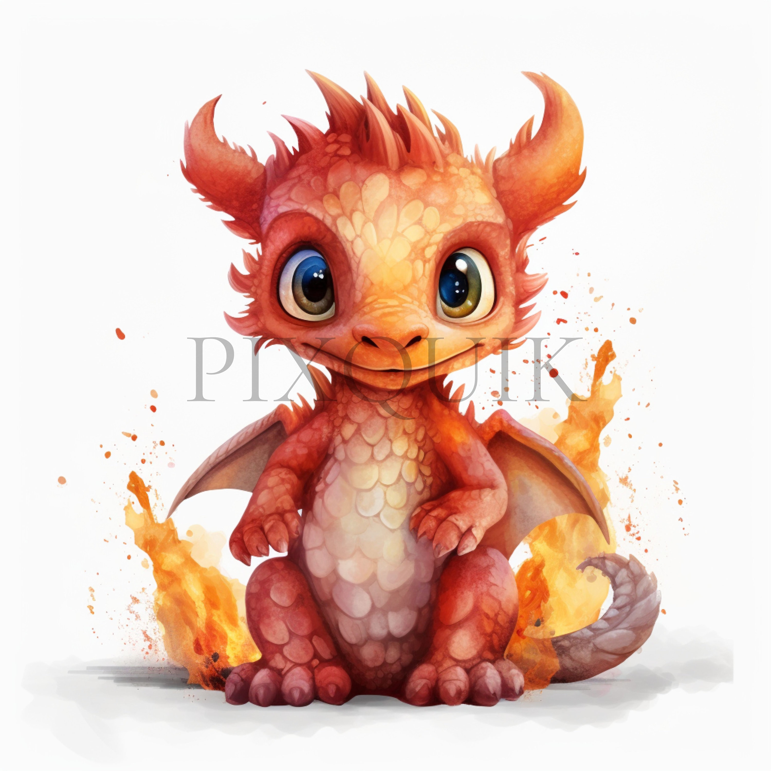 Fire Baby Dragon Clipart 10 High Quality Jpgs Instant Digital Download ...