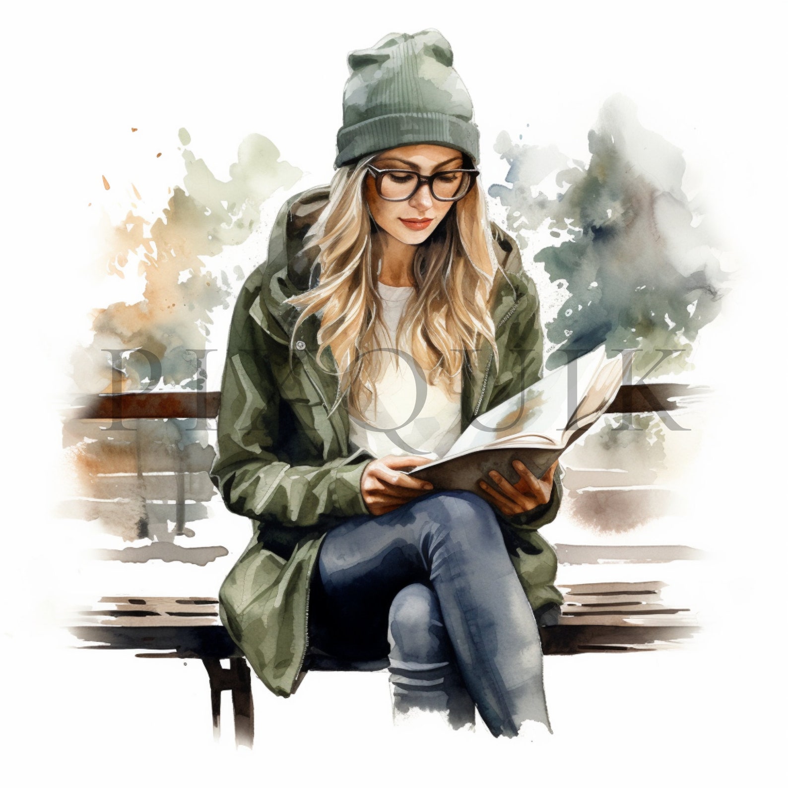 Girl Reading Clipart 10 High Quality Jpgs Digital Download Reading ...