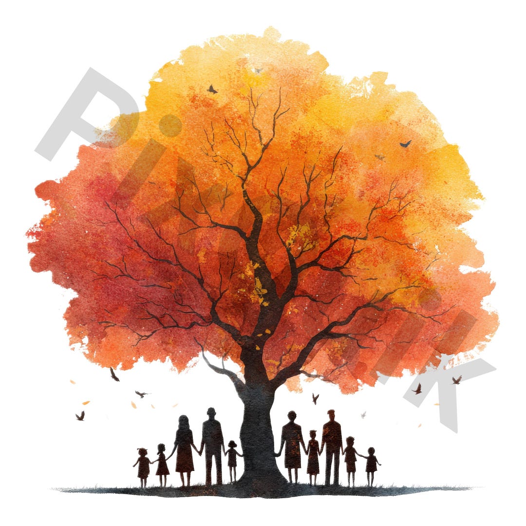 Watercolor Family Tree Clipart Set | Autumn Theme (digital Download) - Etsy