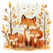 Fall Fox Family Clipart | Autumn Animals (digital Download) - Etsy