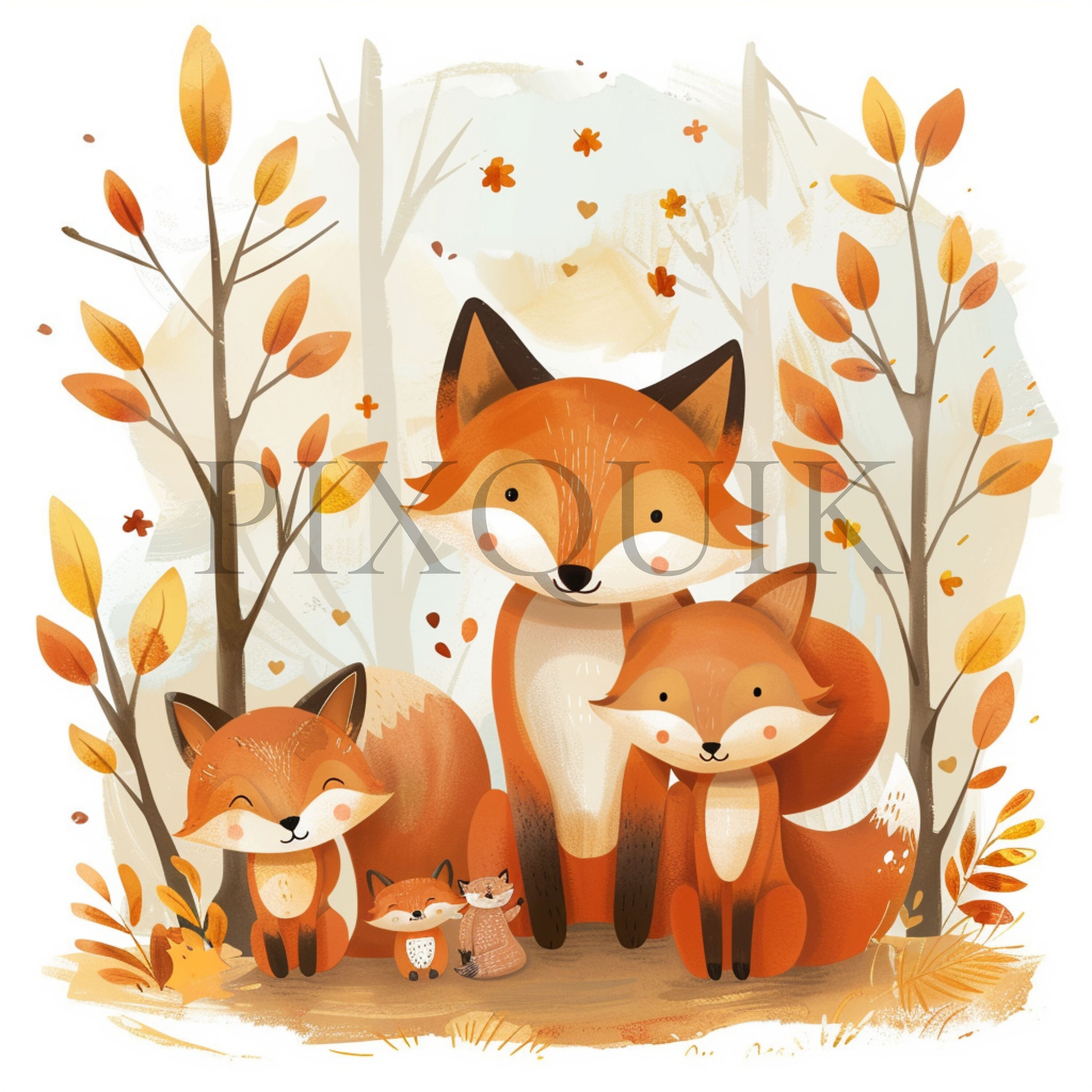 Fall Fox Family Clipart | Autumn Animals (digital Download) - Etsy