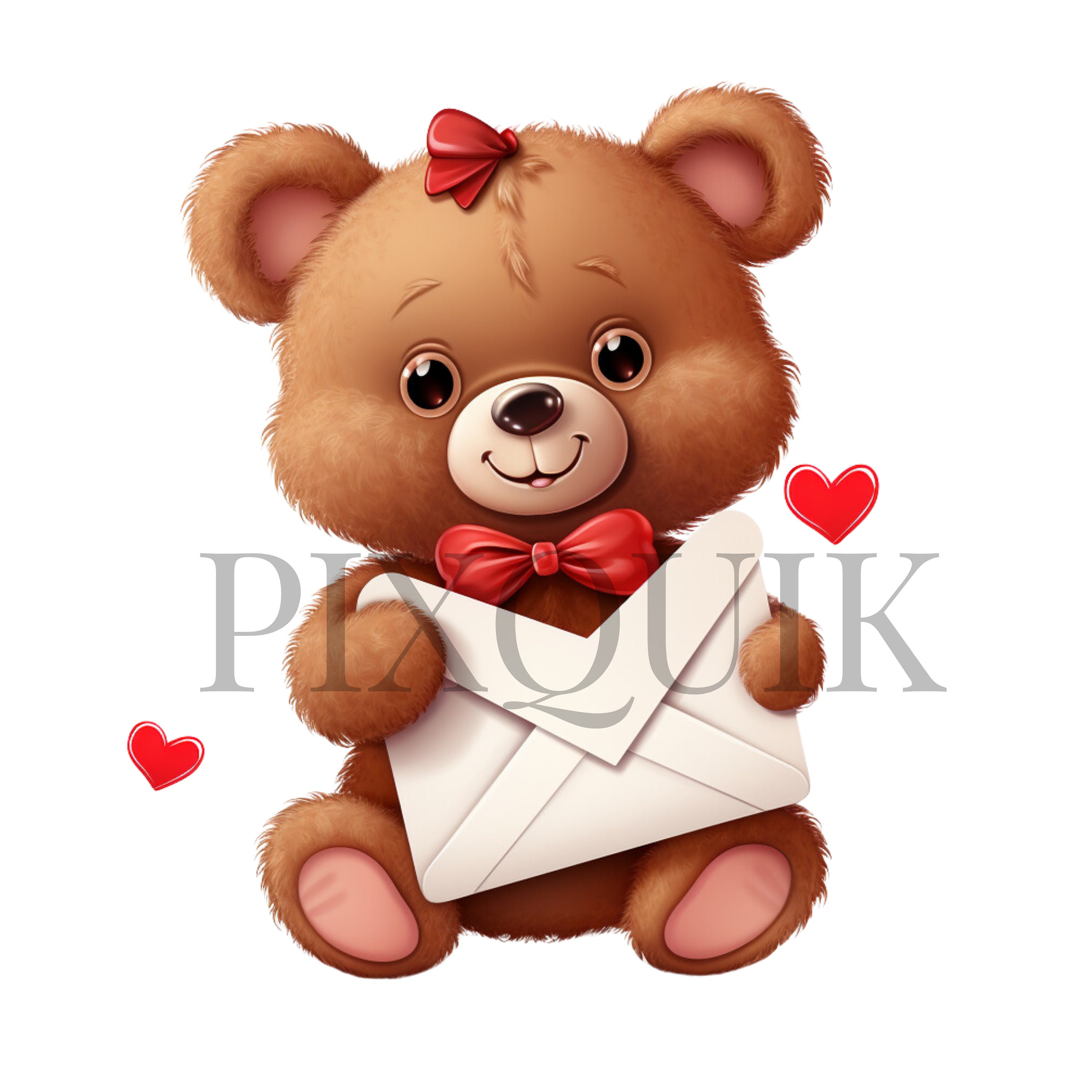 Valentines Teddy Bear Clipart Cute Teddy Bear Digital Download Card ...